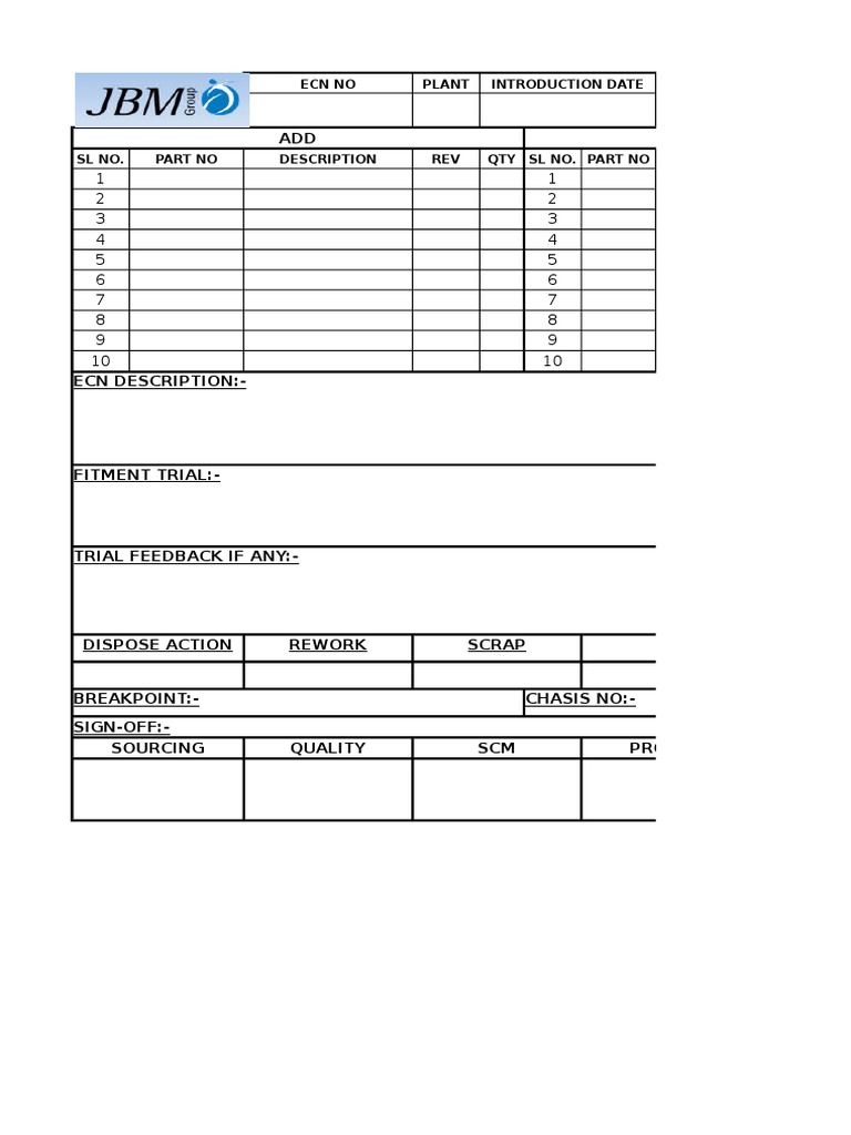 ECN Form & Process Flow Rev.00 | PDF