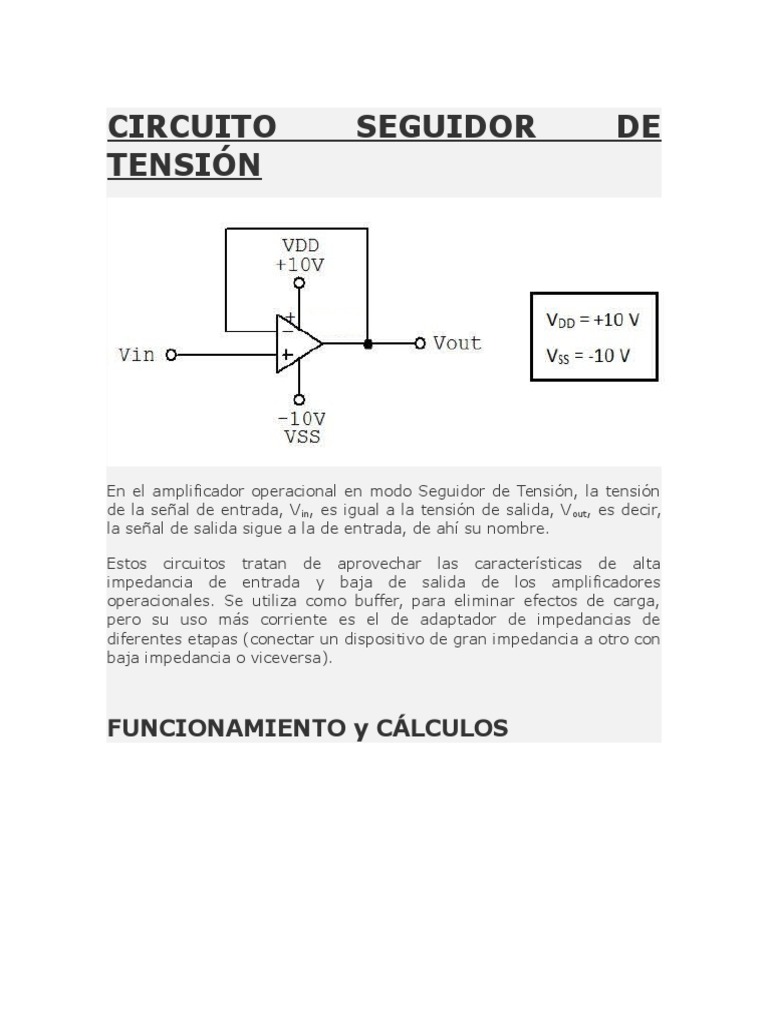 Funcionamiento del Seguidor de Tensión | PDF | Métodos y materiales de ...