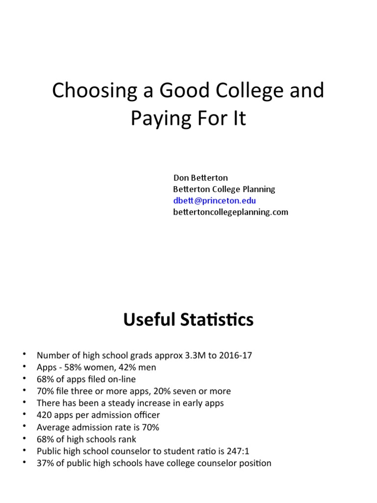College Selection and Funding Guide | PDF | University And College ...