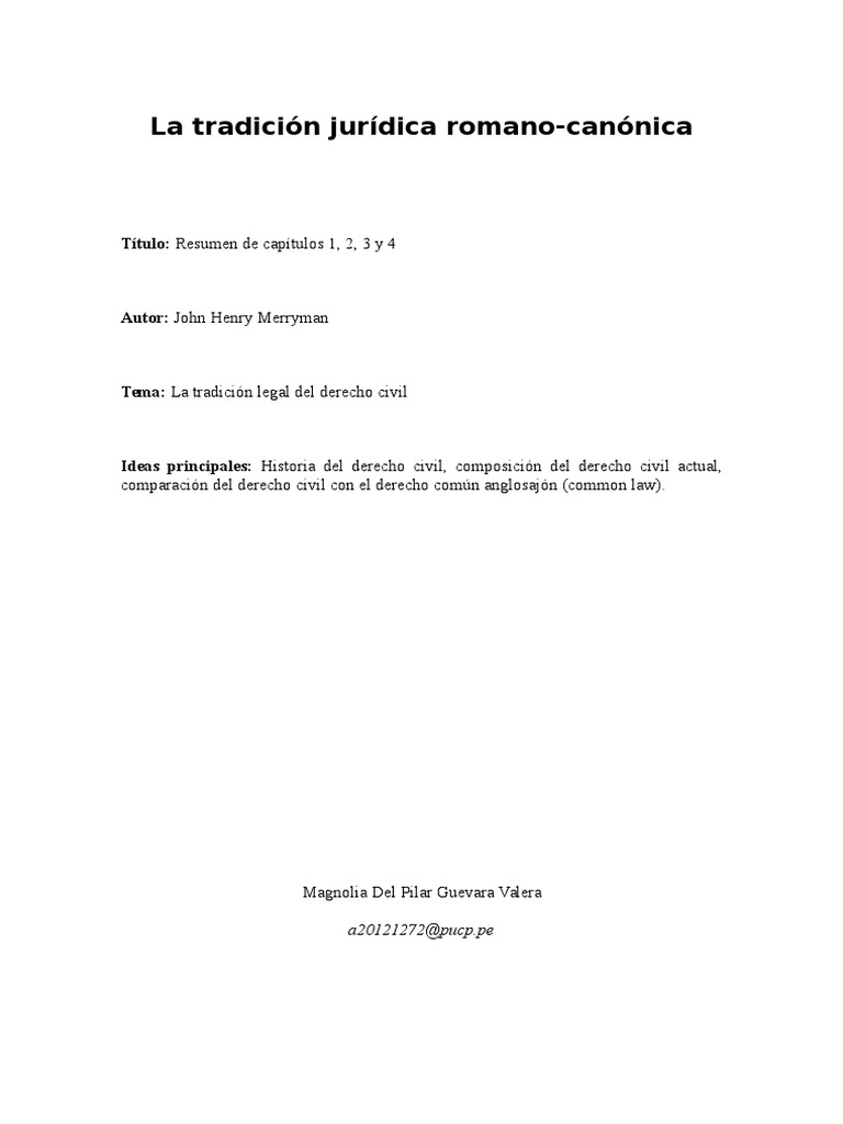 Tradición Jurídica Romano-Canónica | PDF | Ley romana | Ciudadanía