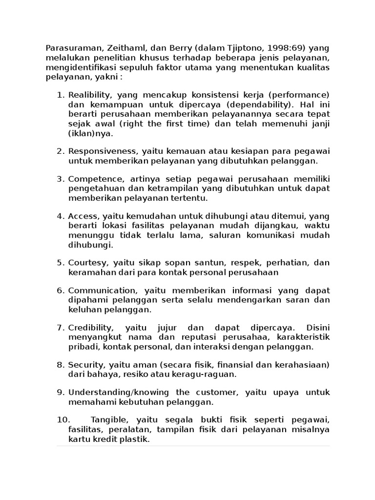 Dimensi Mutu Pelayanan | PDF