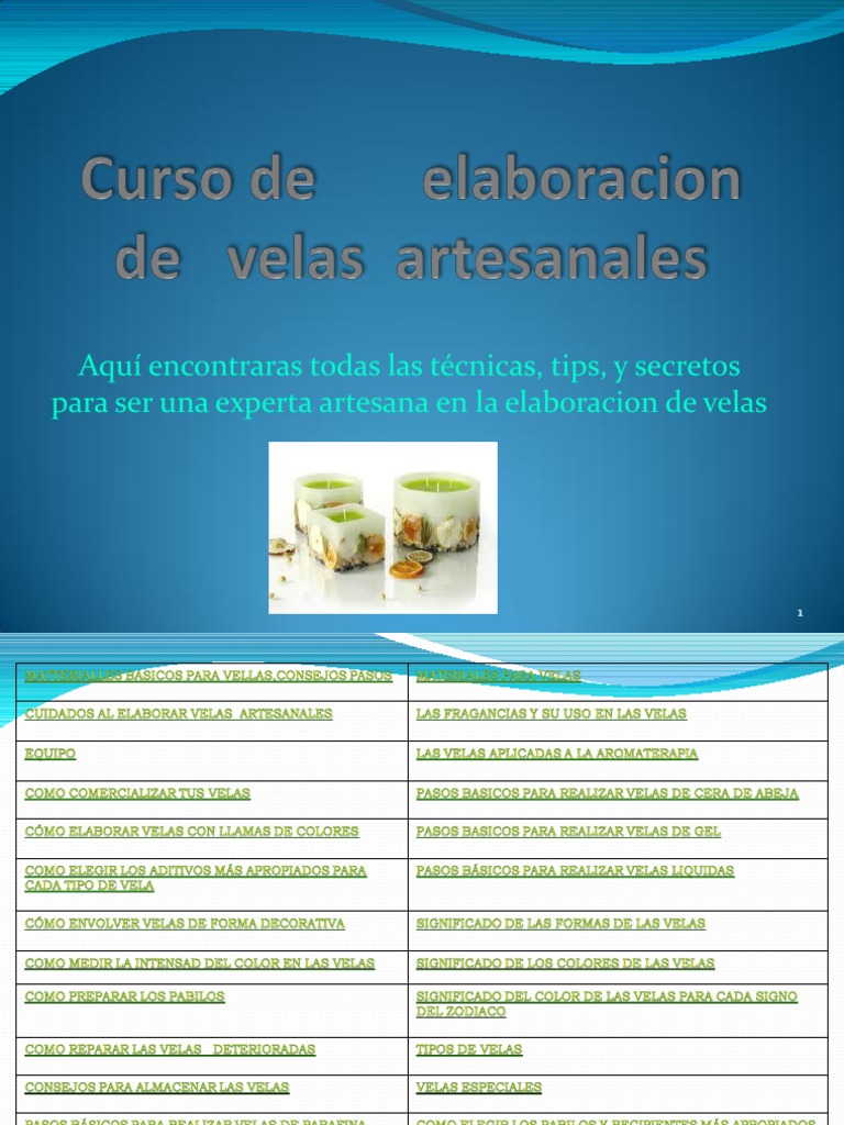 Curso de Elaboracion de Velas Artesanales | PDF | Aromaterapia | Aluminio Curso de Elaboracion de Velas Artesanales | PDF | Aromaterapia | Aluminio