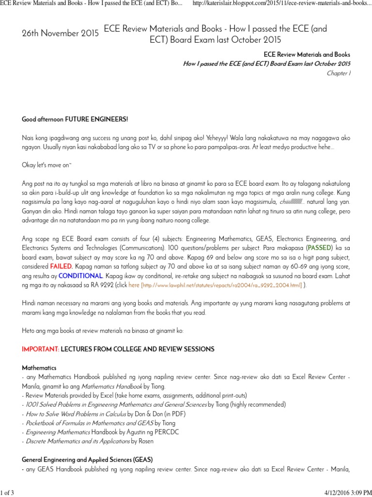 ECE Review Materials and Books PDF | PDF