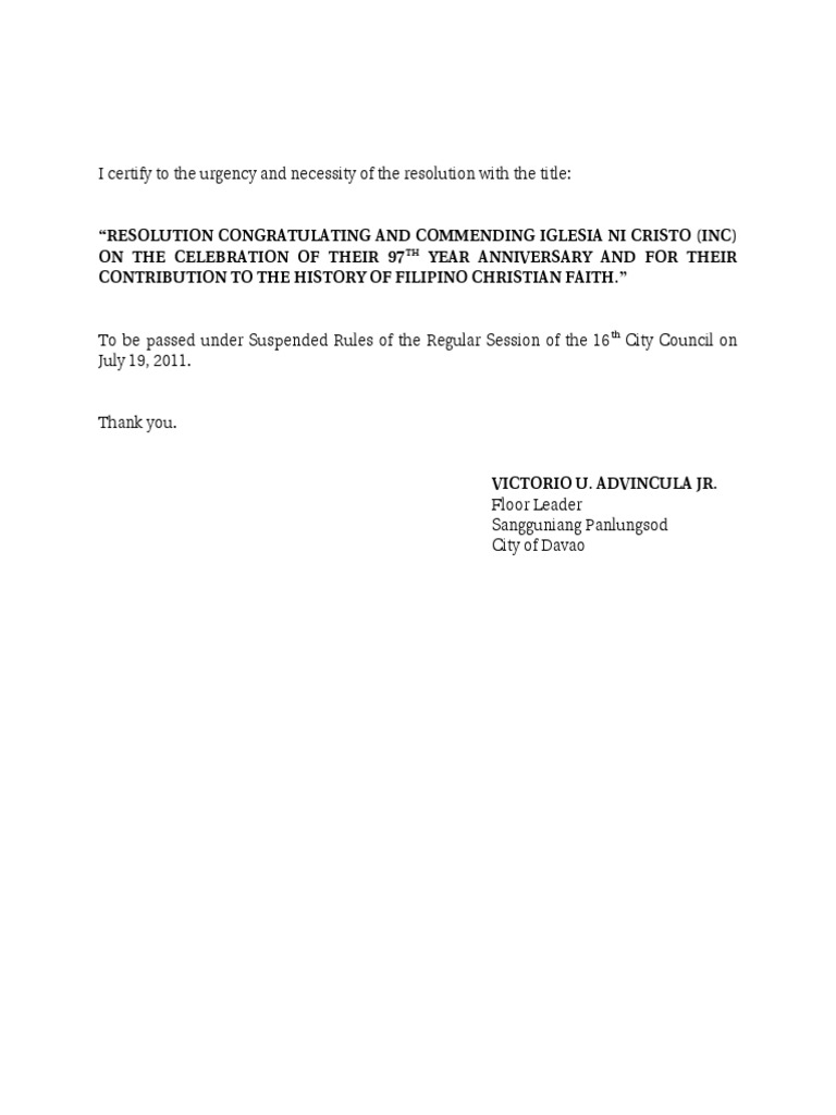 Certificate of Urgency | PDF | Philippines