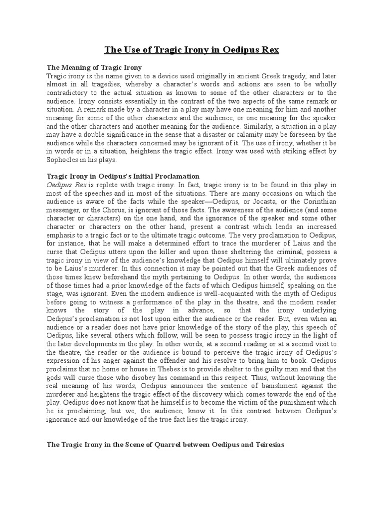 Dramatic Irony in Oedipus | PDF | Irony | Oedipus