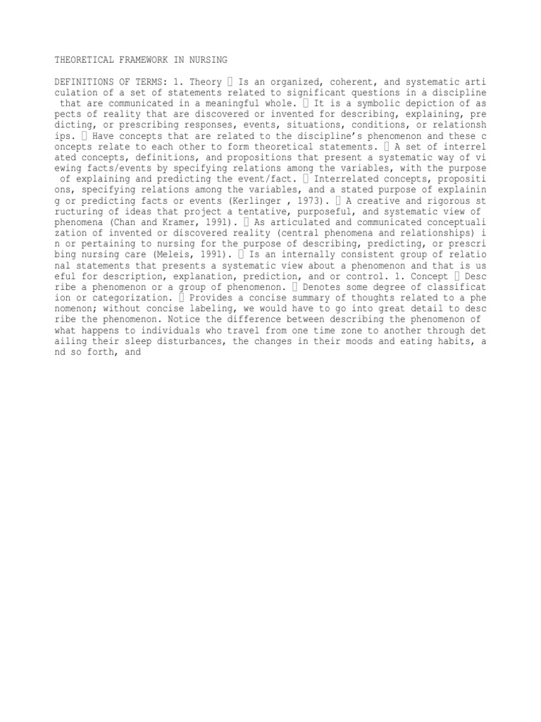 Theoretical Framework in Nursing | PDF | Concept | Theory