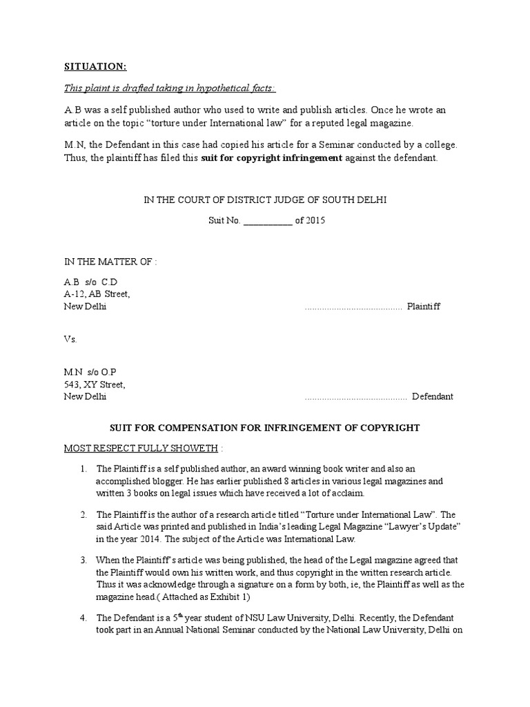 plaint | Lawsuit | Copyright