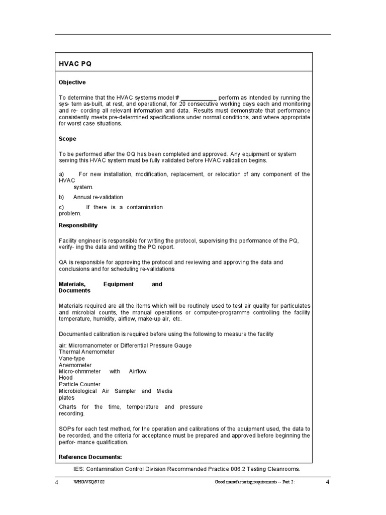 Format PQ WHO | Verification And Validation | Hvac | Free 30-day Trial ...
