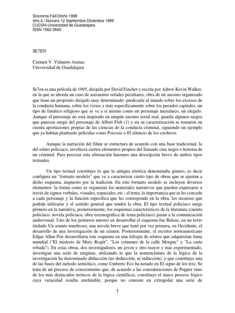 Vidaurre Arenas, Carmen v. (1999) - Análisis Cinematográfico - Se7en ...