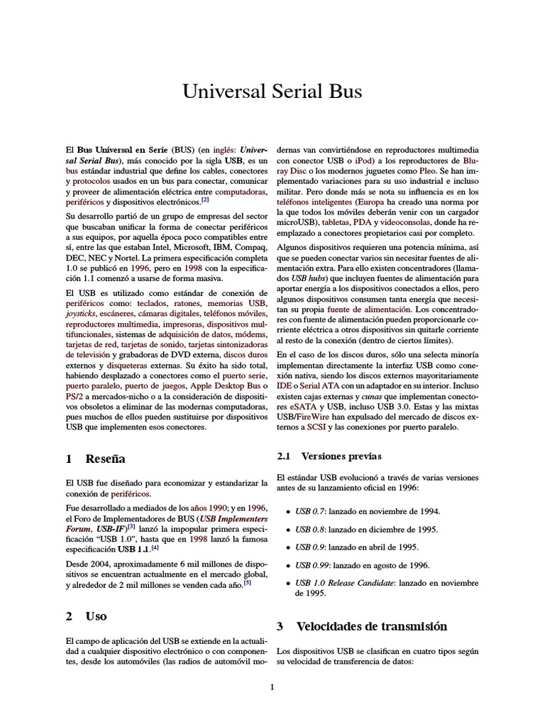 Universal Serial Bus | PDF | USB | Equipo de oficina