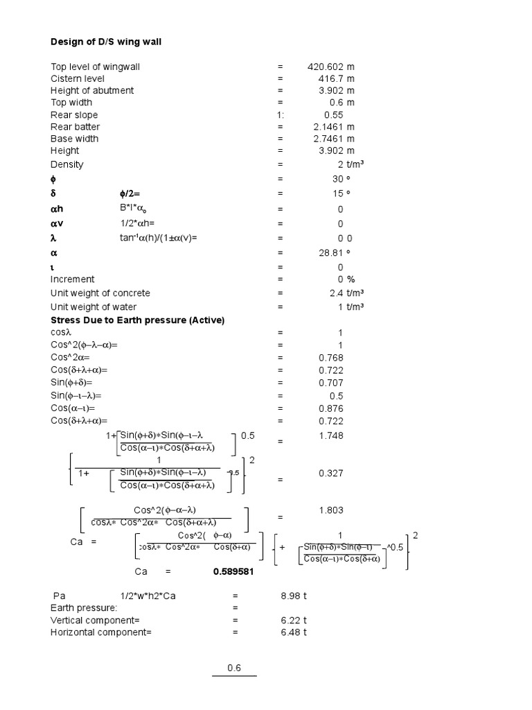 Sarda Canal Fall Design Specifications | PDF | Mortar (Masonry) | Deep ...