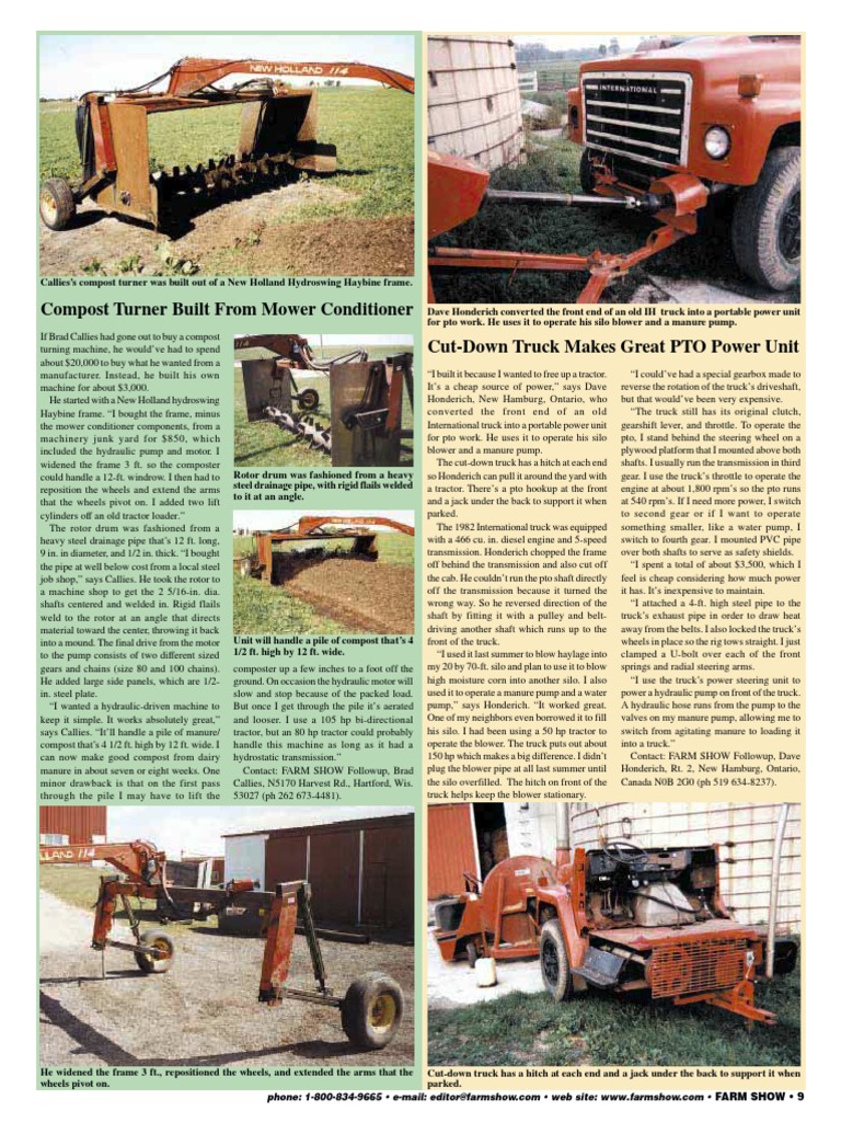 Compost Turner Built From Mower Conditioner Cut-Down Truck Makes Great ...