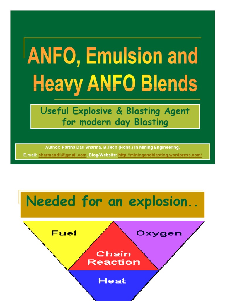 ANFO, Emulsion and Heavy ANFO Blends - Useful Explosive and Blasting ...