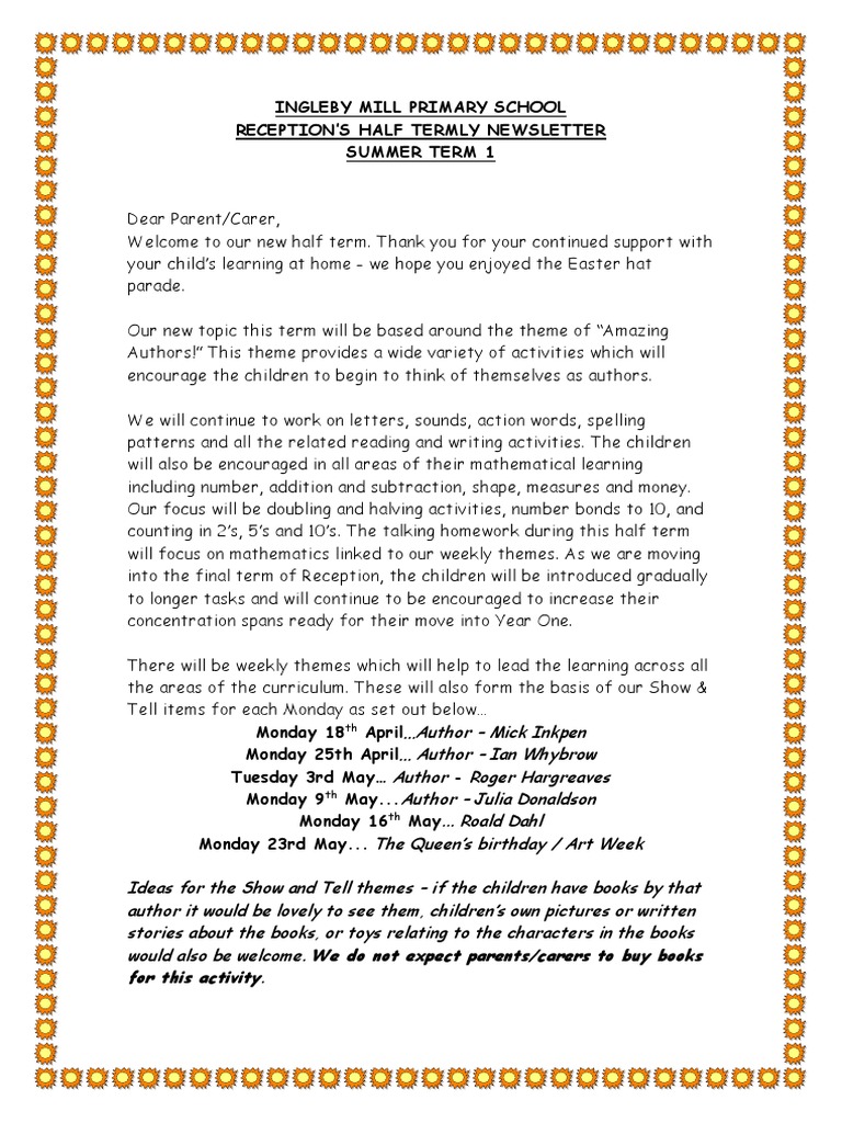 Reception Newsletter Summer 2016 | PDF