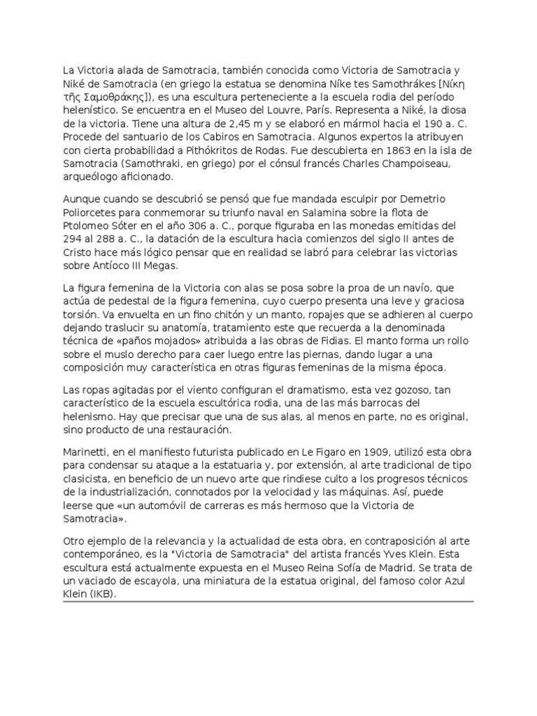 La Victoria Alada de Samotracia | Descargar gratis PDF | Antigua Grecia ...