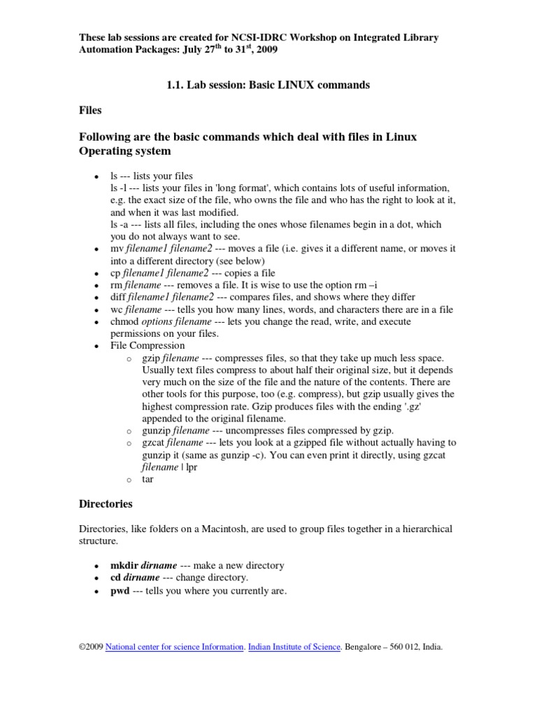 1.1.basic Linux Command | PDF | Filename | Computer File