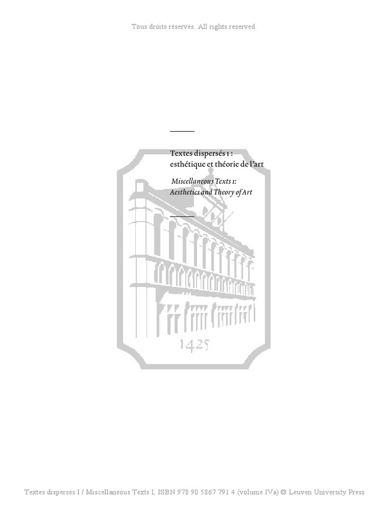 Lyotard, Jean-Francois - Miscellaneous Texts I. Aesthetics and Theory ...