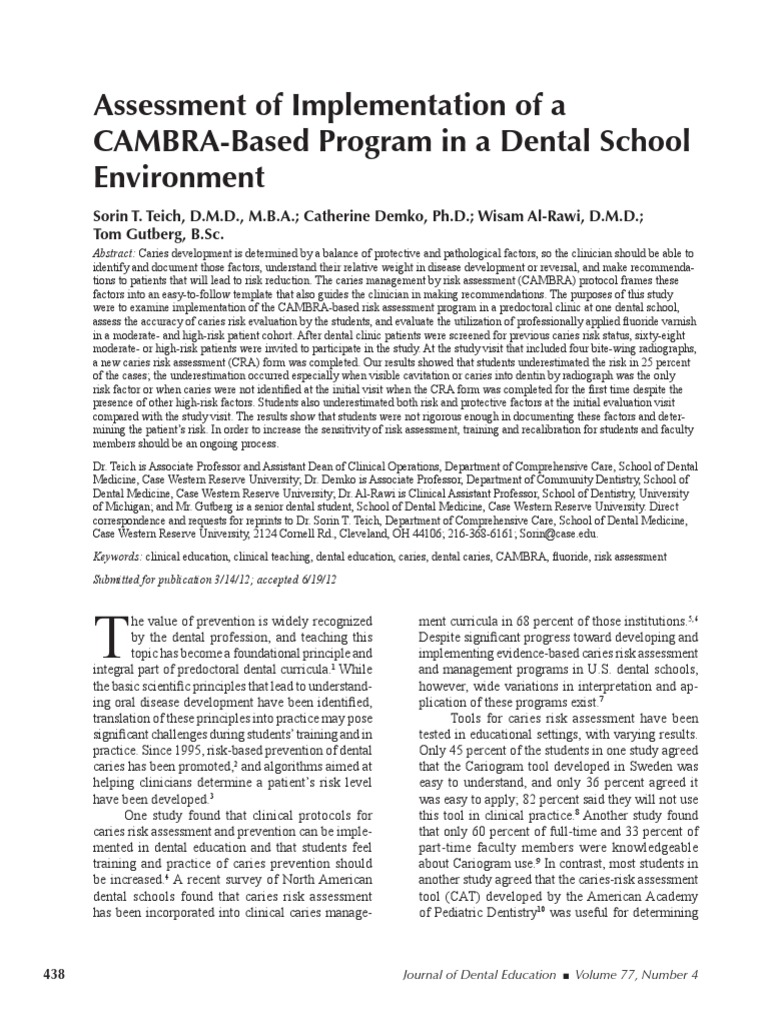 CAMBRA .pdf | Risk | Dentistry