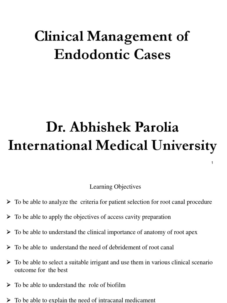 Endodontic Case Management Guide | PDF | Biofilm | Human Tooth
