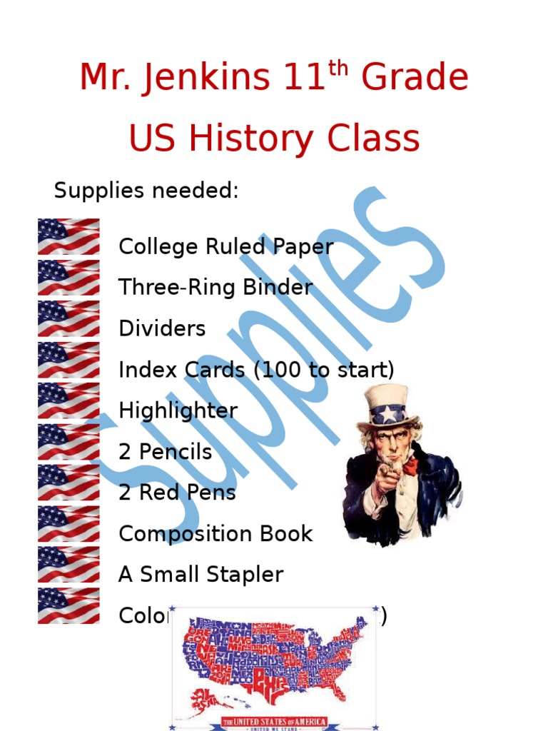 Mr. Jenkins 11 Grade US History Class | PDF