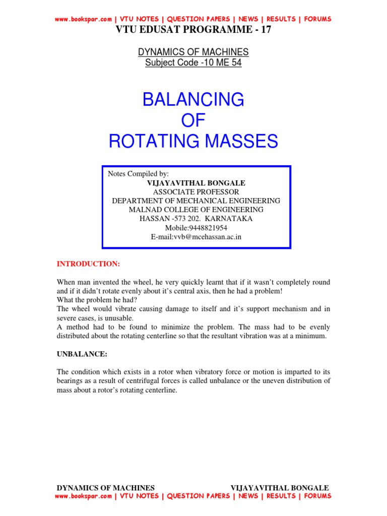 Unit 4 Balancing of ROTATING MASSES PDF | PDF | Angle | Rotation Around A Fixed Axis