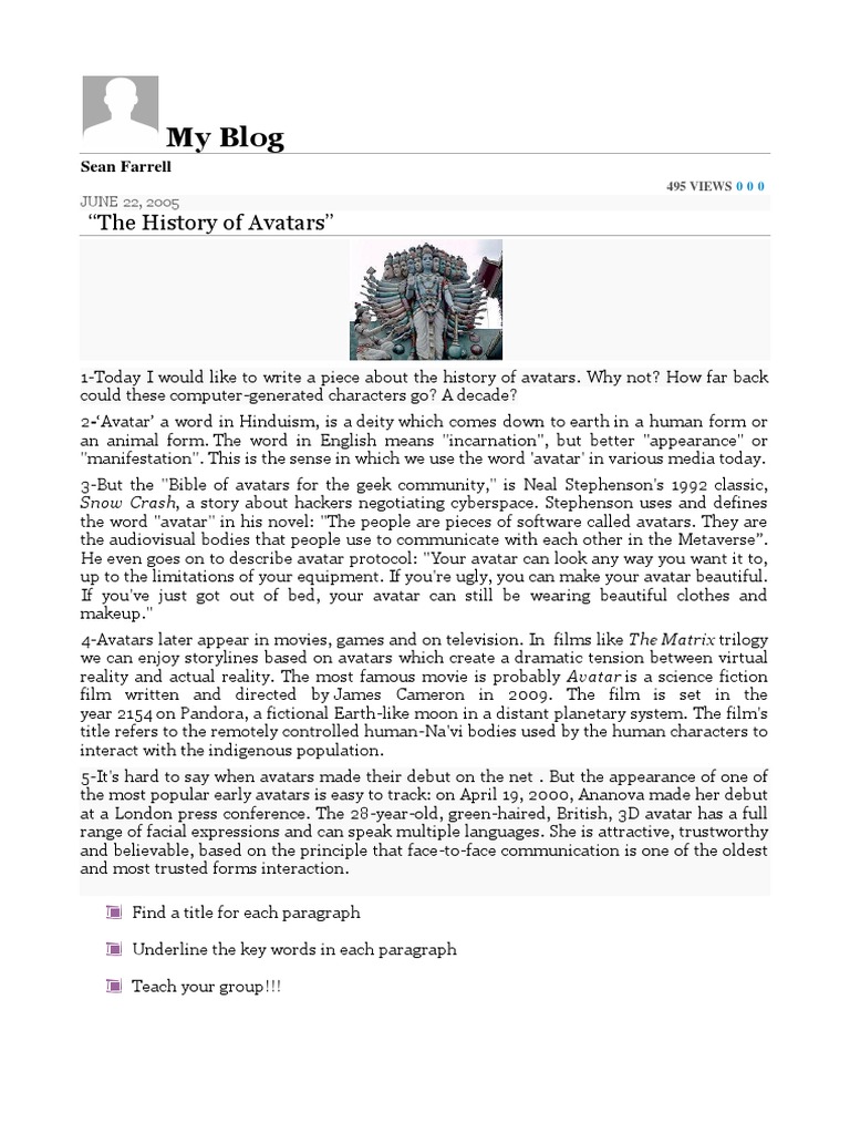 History of Avatars Entry Blog A2 | PDF | Games & Activities | Young Adult