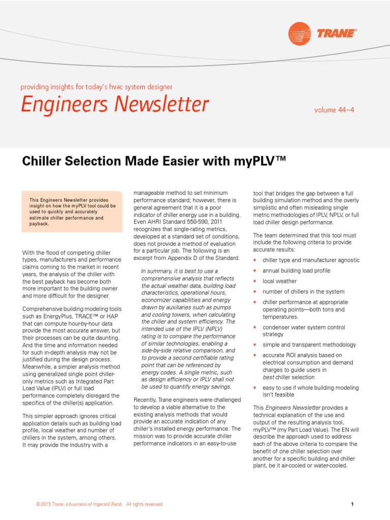 Chiller Selection Made Easier With myPLV™ | PDF | Hvac | Kilowatt Hour