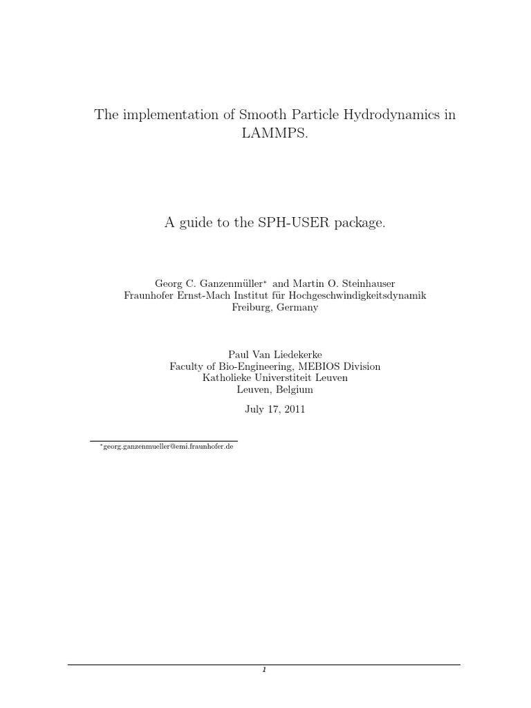 SPH LAMMPS Userguide | PDF | Fluid Dynamics | Navier–Stokes Equations