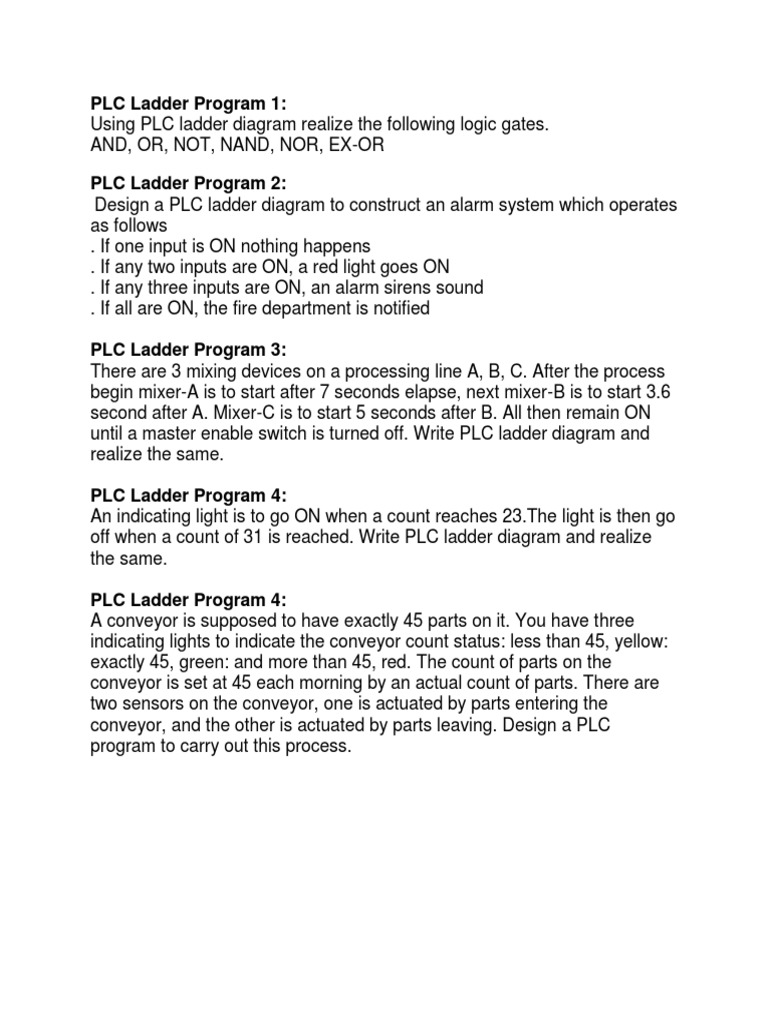 PLC Exercise | PDF | Programmable Logic Controller | Automation