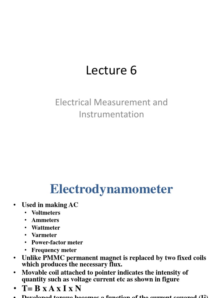 Lecture 6 Electrodynamometer | PDF | Thermocouple | Rectifier