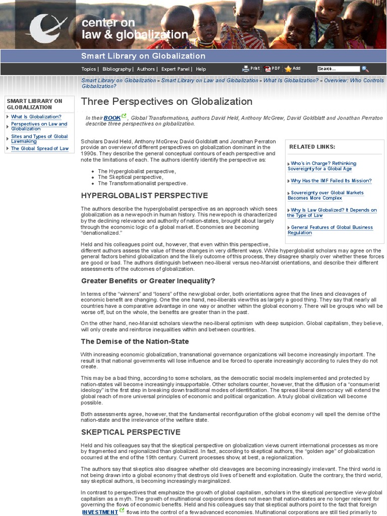 Three Perspectives On Globalization | PDF | Neoliberalism | Economics