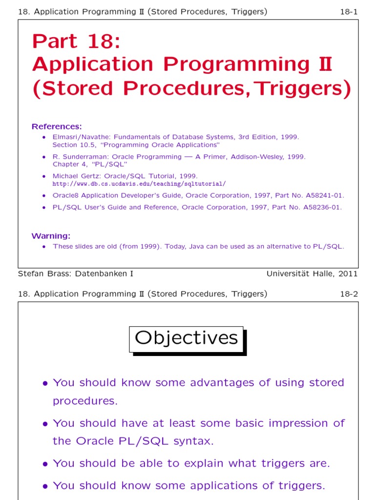 Application Programming II (Stored Procedures, Triggers) | Download Free PDF | Pl/Sql ...