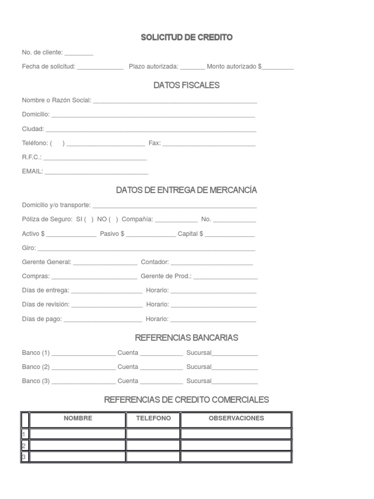 Datos Fiscales: Solicitud De Credito