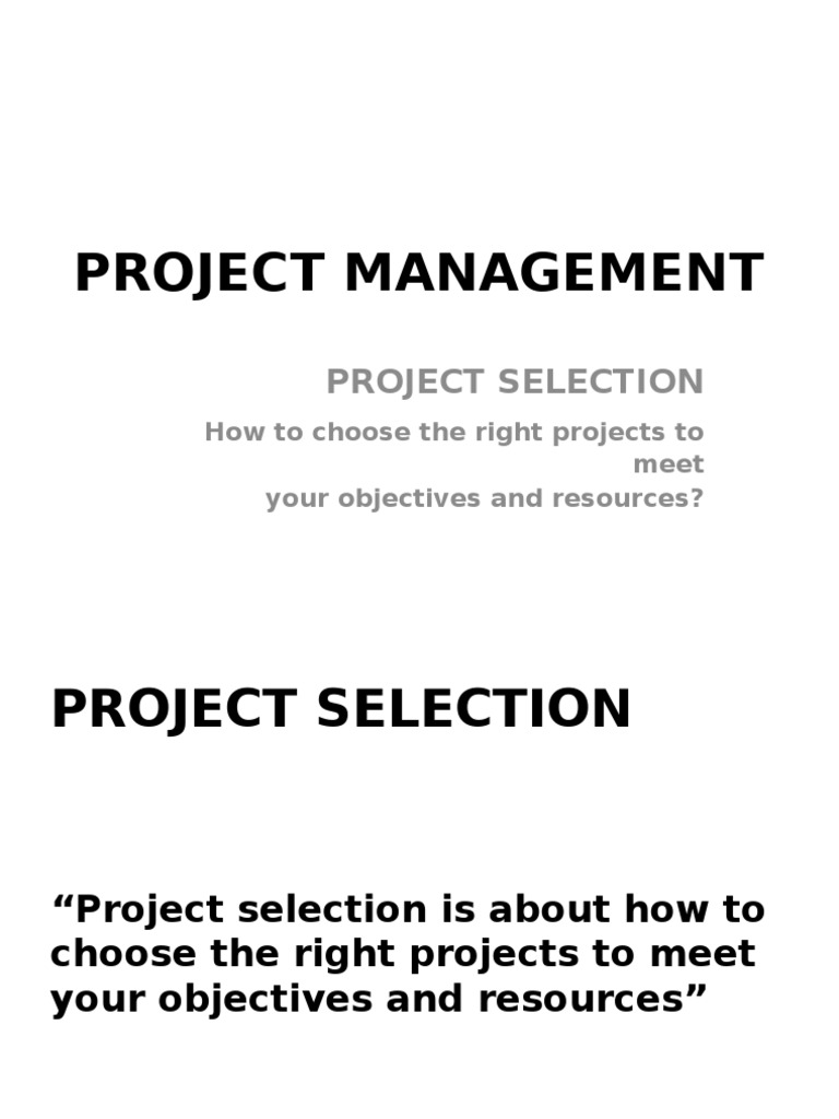 Project Management - Project Selection | PDF | Net Present Value ...