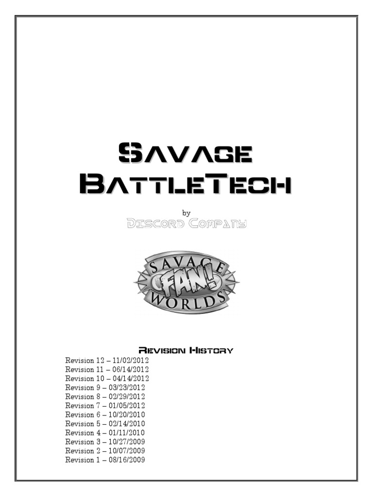 Savage Battletech Rules - Revision 12 | PDF | Battle Tech | Leisure