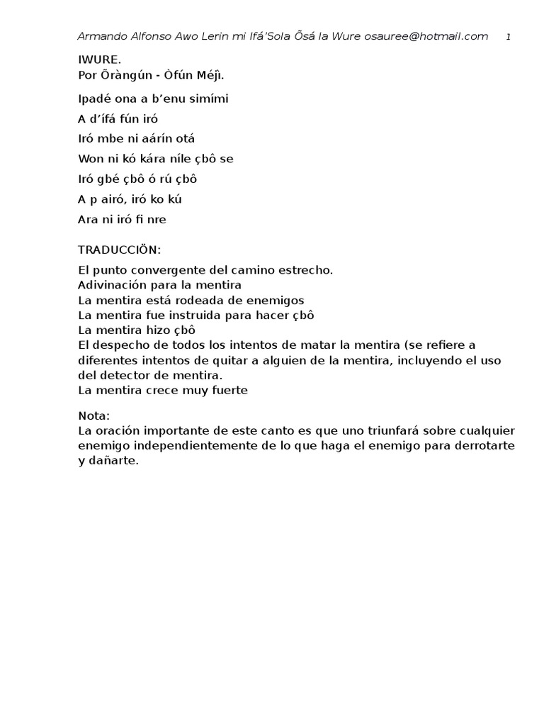 IWURE Ofun Meji para La Victoria 00012 | PDF