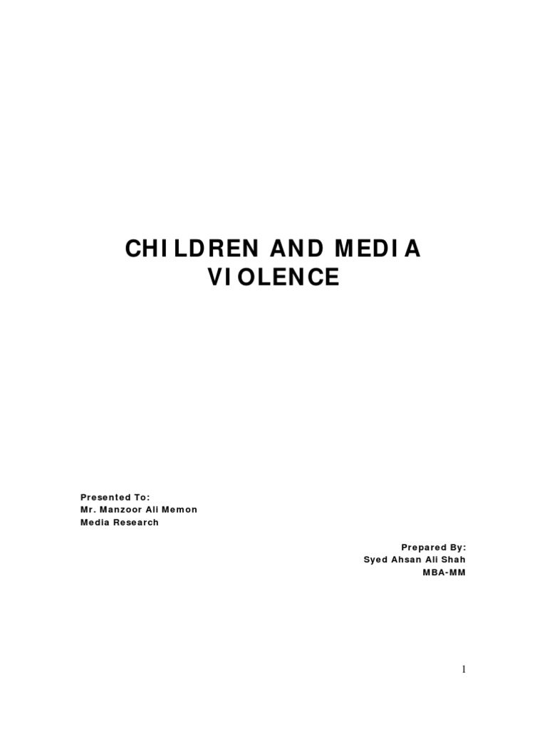 Media Research - Children and Media Violence | PDF | Violence | Mass Media