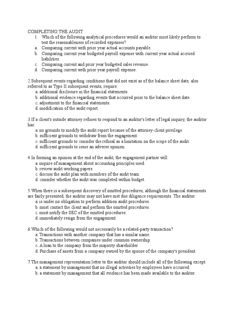 Completing The Audit | PDF | Auditor's Report | Financial Audit
