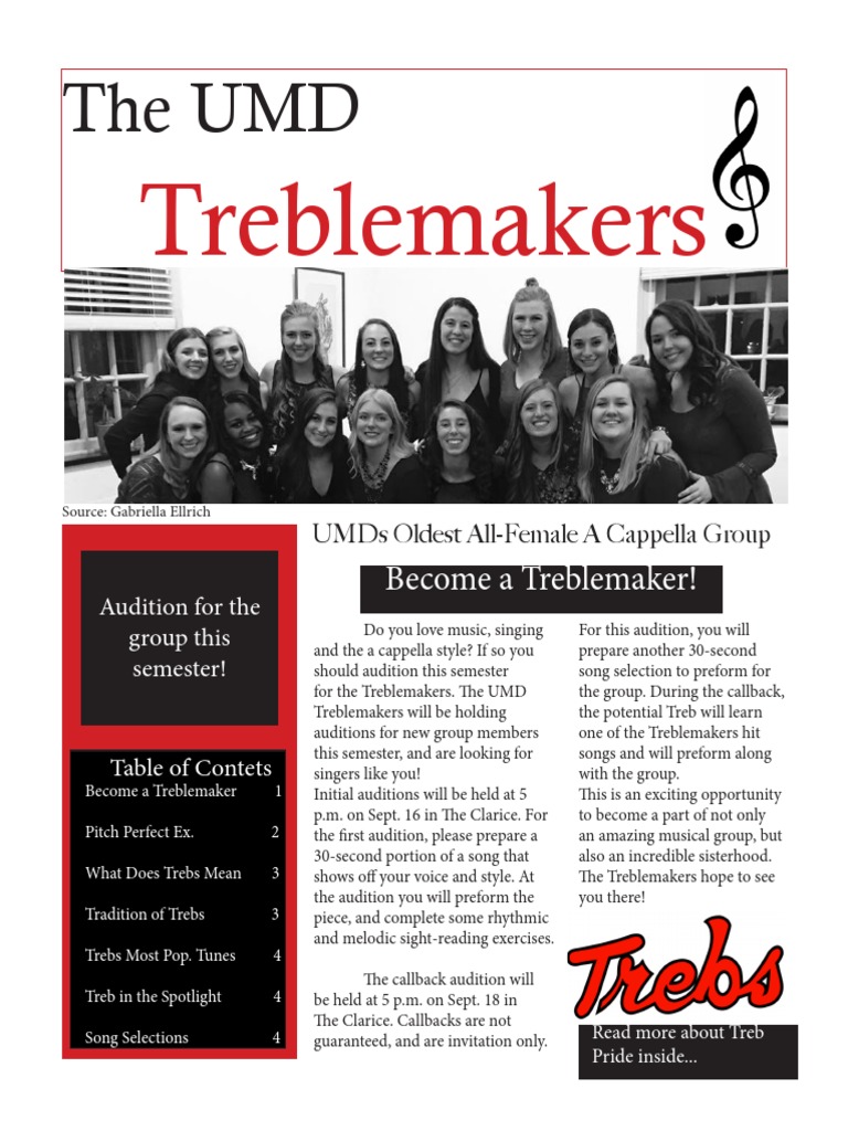UMD Treblemakers Auditions & History | PDF | Audition | Performing Arts