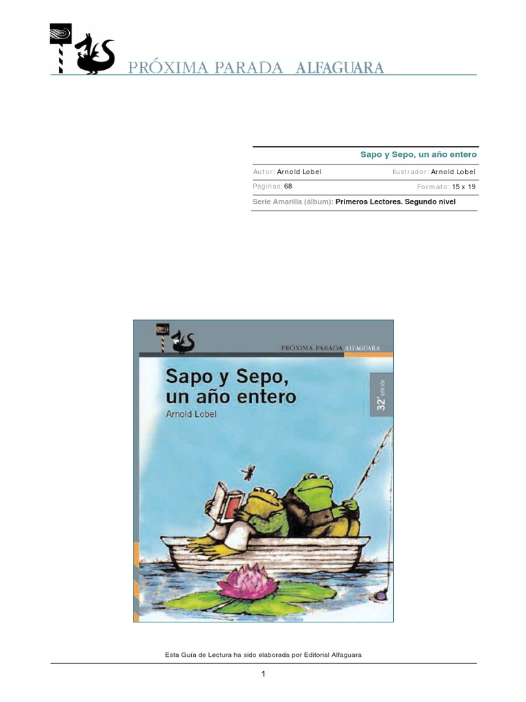 Guia de Estudio Sapo y Sepo | Lectura (proceso) | Cuentos