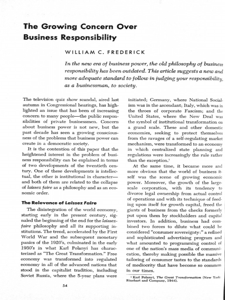 The Growing Concern Over Business Responsibility | PDF | Capitalism ...