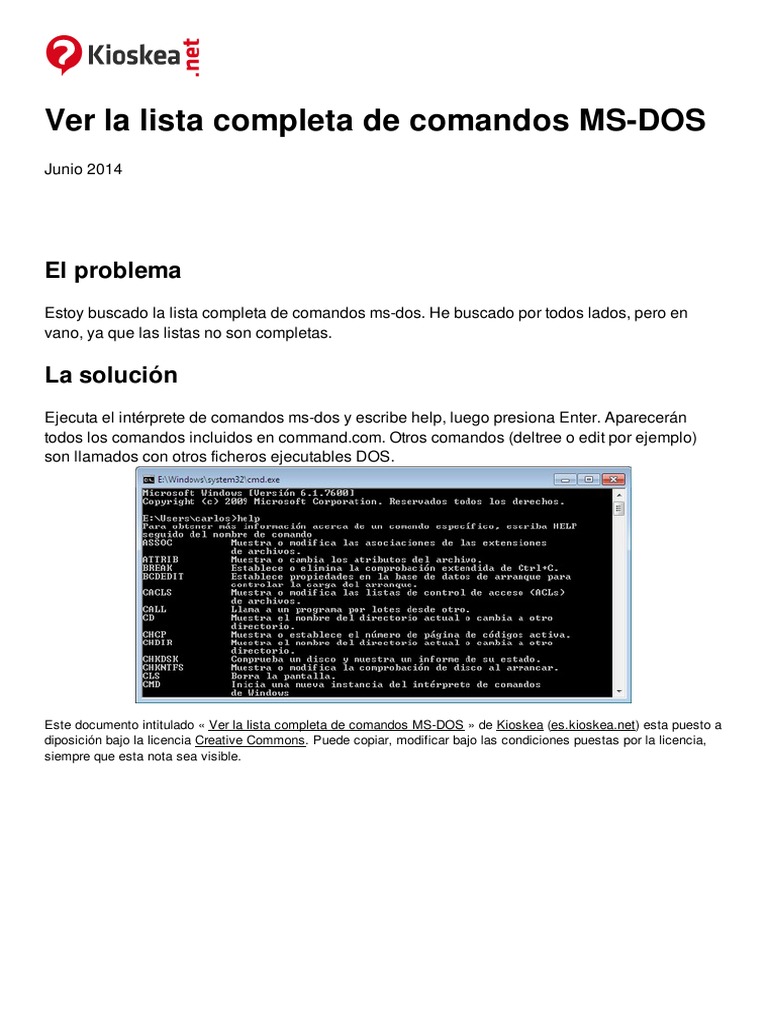 Comandos de MS-DOS | PDF