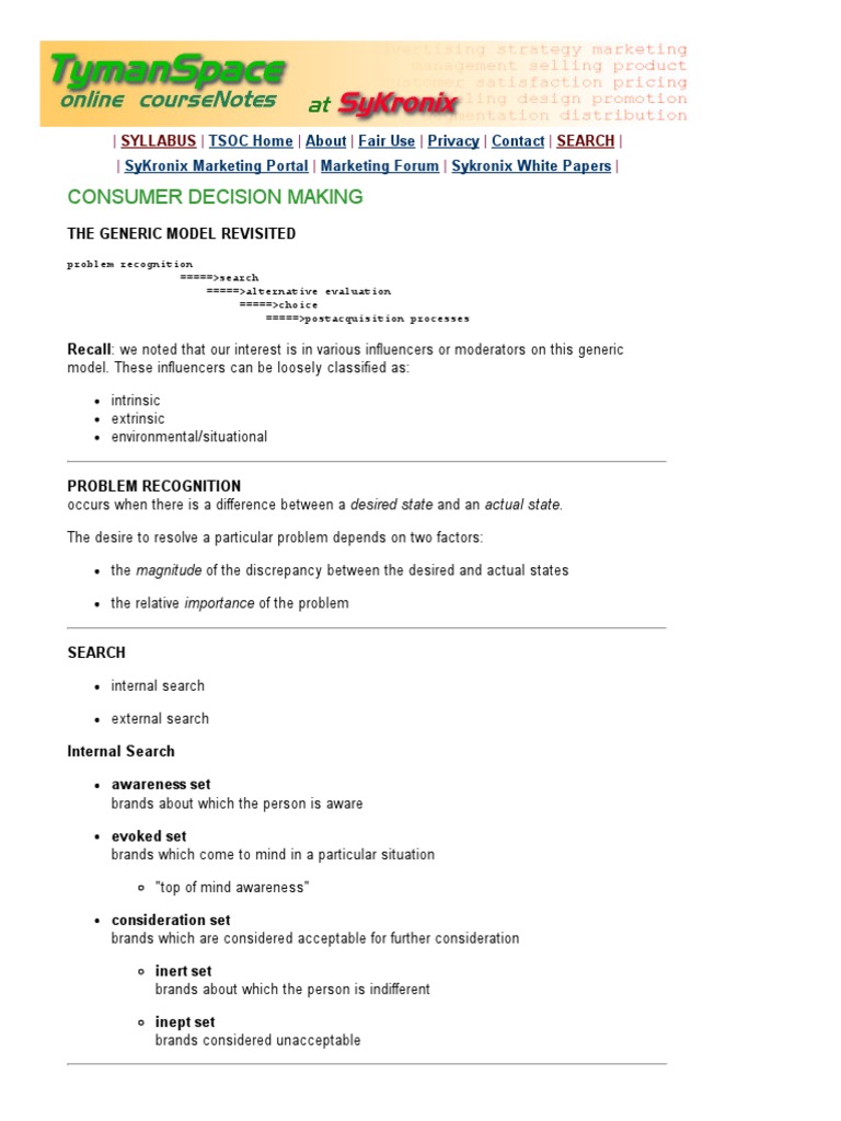 Consumer Behavior - Decision Making Notes | PDF | Consumer Behaviour ...
