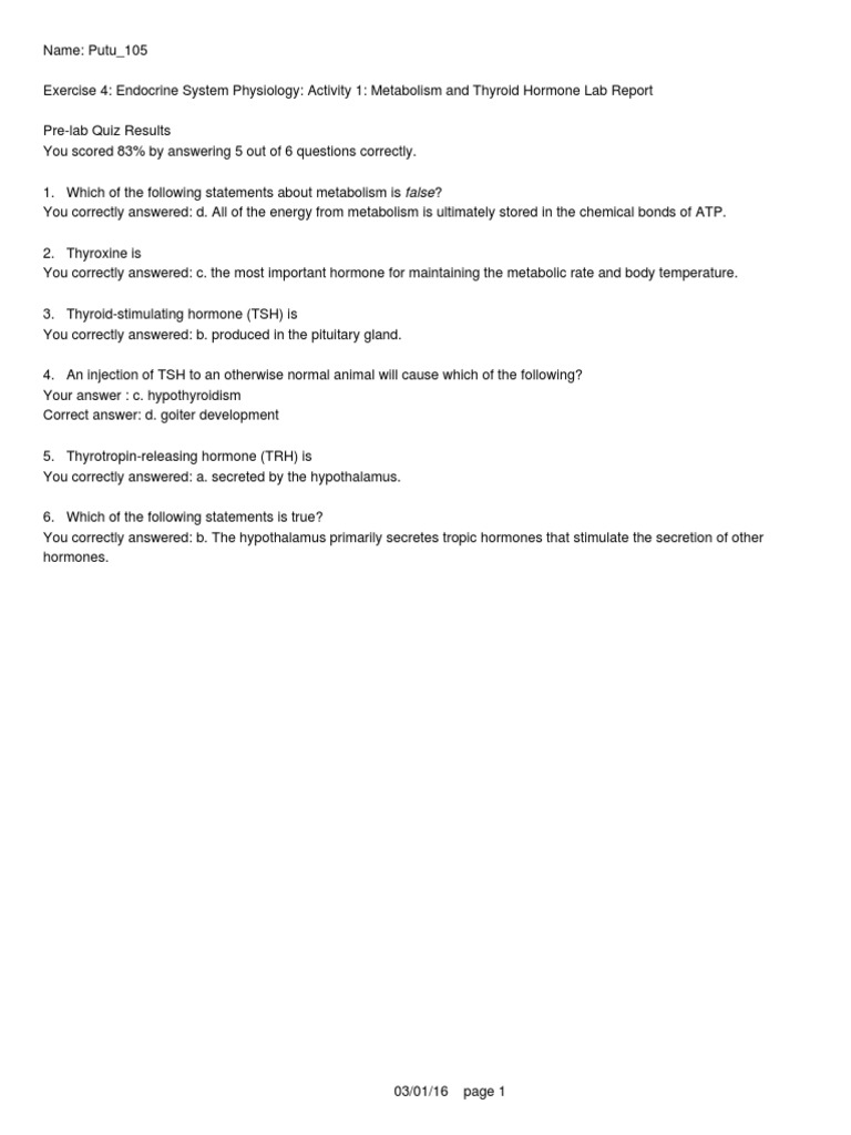 Fisiologi Physioex - Sistem Endokrin | PDF | Thyroid Stimulating ...