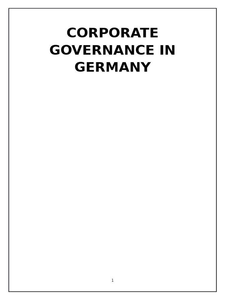 Corporate Governance in Germany | PDF | Corporate Governance ...