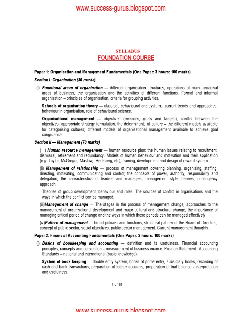 ICWAI Syllabus 2002 Complete For Foundation, Inter and Final | PDF ...