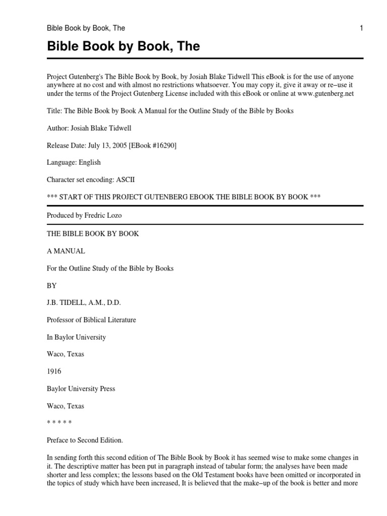 The Bible Book by Book by Josiah Blake Tidwell 1916 | PDF | Bible ...