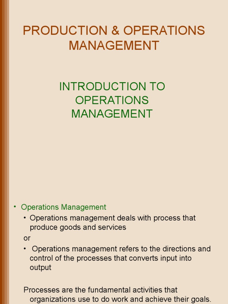 Production and Operation Management Operation | PDF | Operations ...