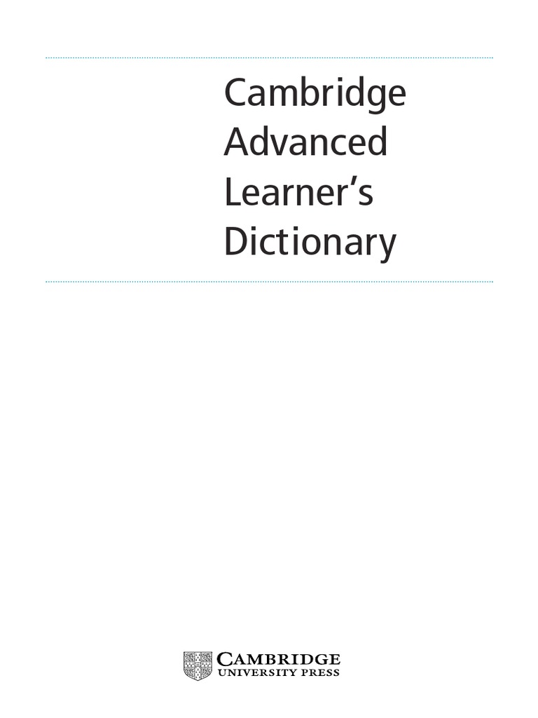 Cambridge Advanced Learner's Dictionary | PDF | Business