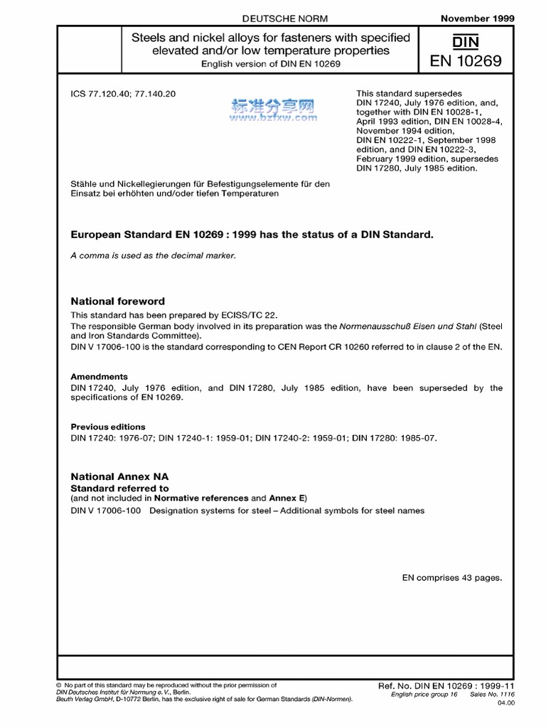 Din en 10269 1999 (En) | PDF